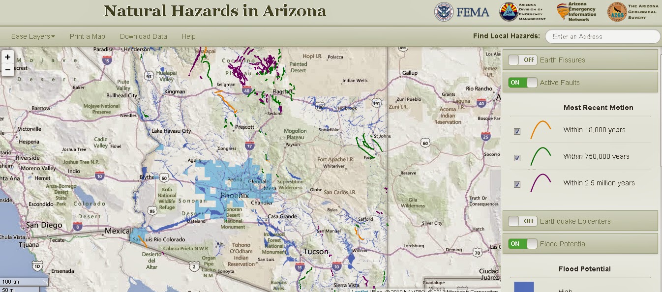 Arizona Geology: Arizona Natural Hazards Viewer offers online ...