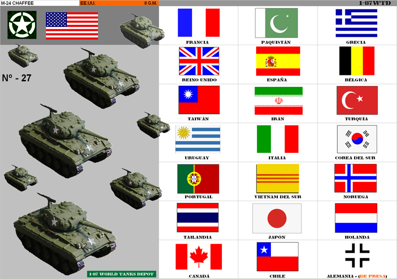 1-87 WORLD TANKS DEPOT (1-87WTD) Online Shop: No-27- US M24 CHAFFEE, Light Tank- 1-87 H0 Scale ...