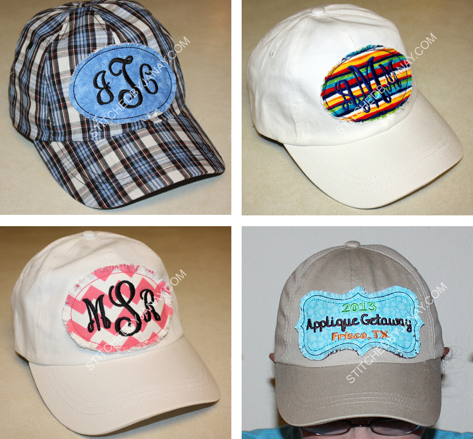 Stitched By Janay: Raggy Patch Monogram Hats