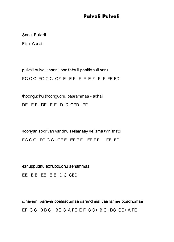 Key Board Notes: Pulveli Pulveli