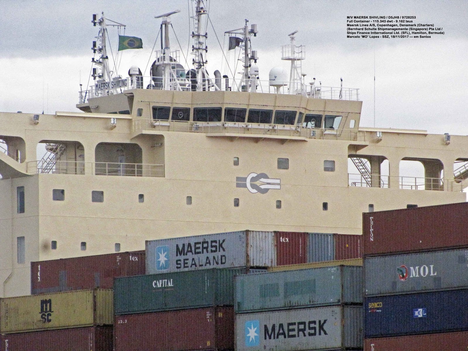 Santos Shiplovers: M/V Maersk Shivling / D5JH8, Sailing Santos ...