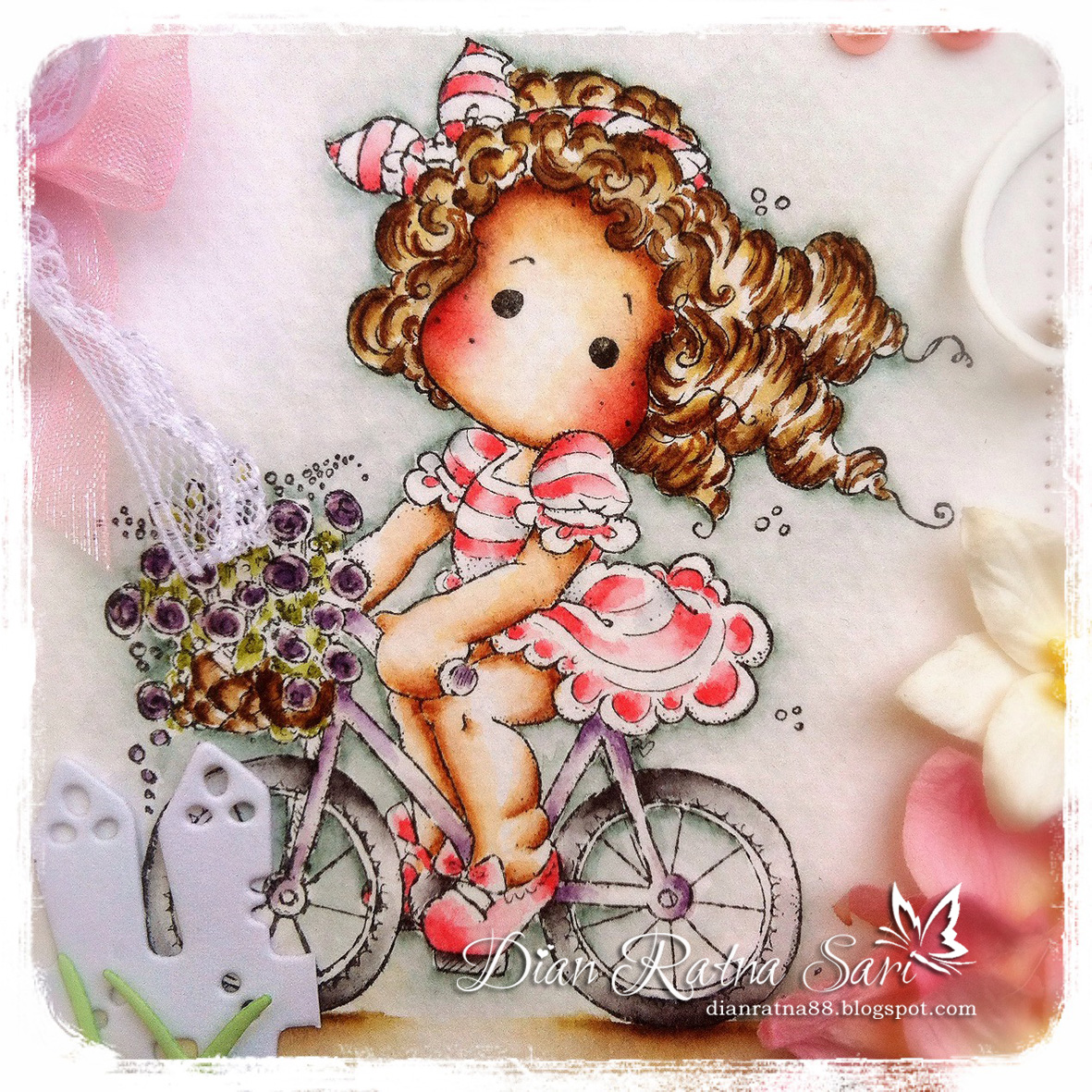 Dian's Craft Room: Pink Card with "On The Road Tilda"