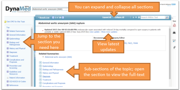 Viewing Topic Pages in Dynamed