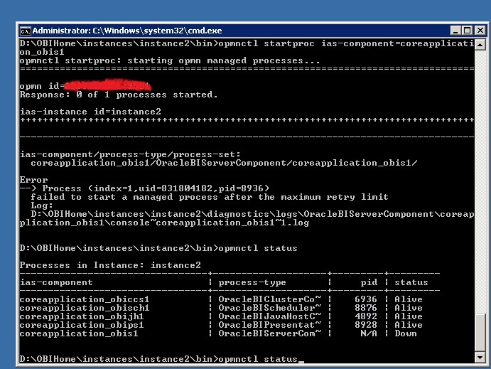 Oracle Business Intelligence Message Workwrapper Caught Exception