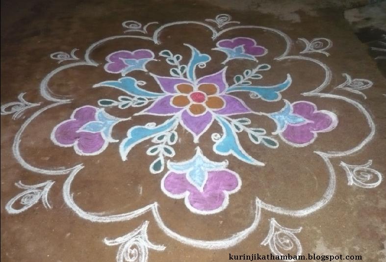 Kolam # 101 - Flower Rangoli ~ Kurinji Kathambam