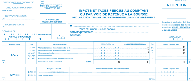 La déclaration est sous format excel et pdf