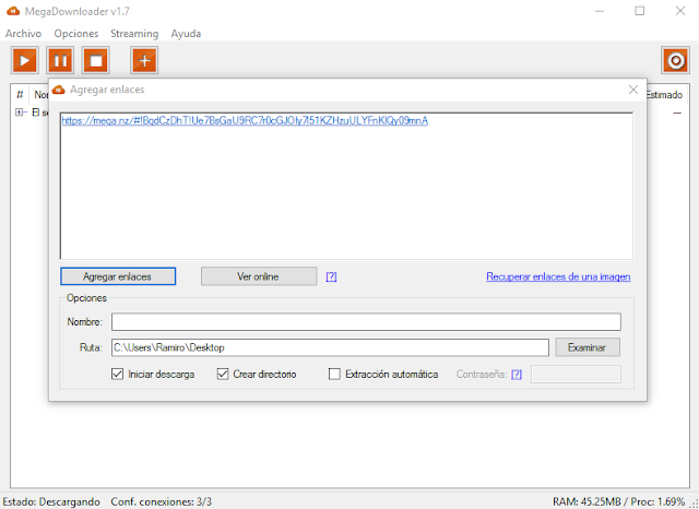 Descargar archivos de MEGA con MegaDownloader