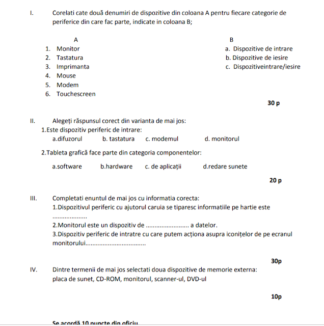 Informatica Si Tic: Dispozitive periferice (de intrare, de ieşire, de ...