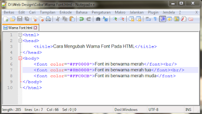 Cara Mewarnai Font Pada HTML - ProgramPC