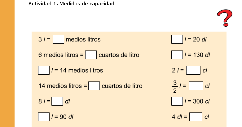 Las TIC en Primaria: LAS MEDIDAS DE CAPACIDAD Y DE PESO (II)