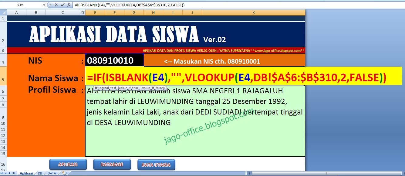 Membuat Aplikasi Data dan Profil Siswa Versi Excel 2007 Gratis ...