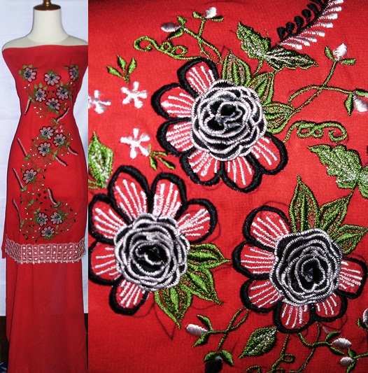 Sulam Ilham Batrisya: Kain Sulam Bunga Timbul (Terawang)