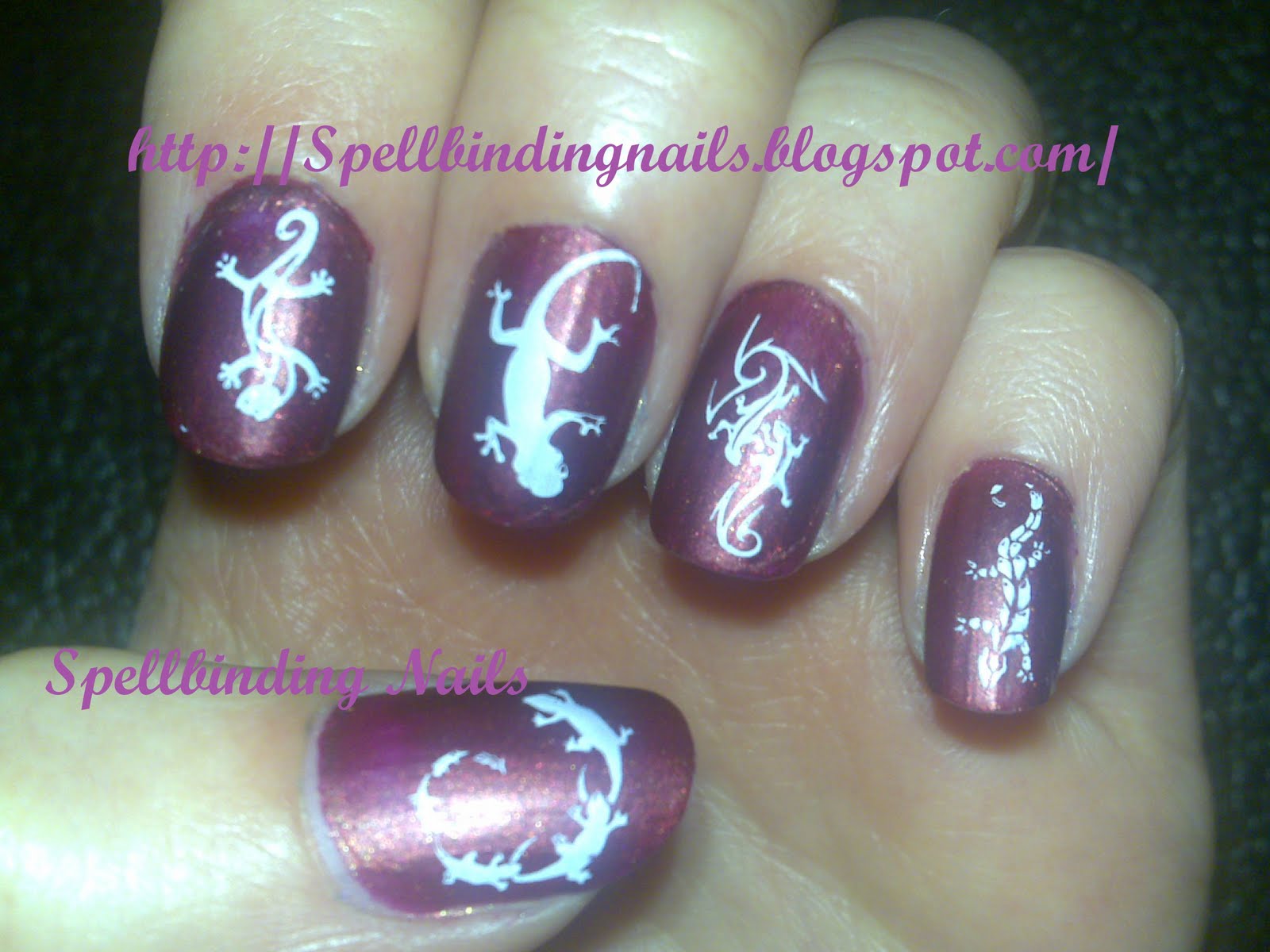 Beauty Nails: HB04 + 'Sparkly Green Lizards'