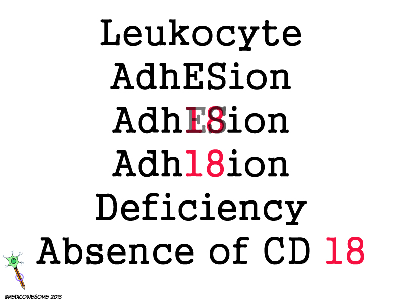 Medicowesome: Leukocyte adhesion deficiency mnemonic