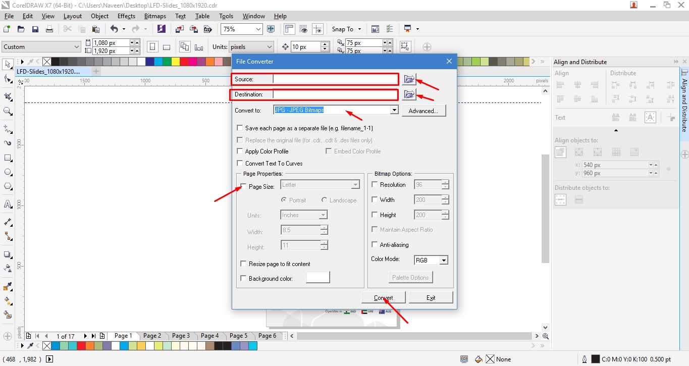 How to Export multiple page from Corel Draw x7