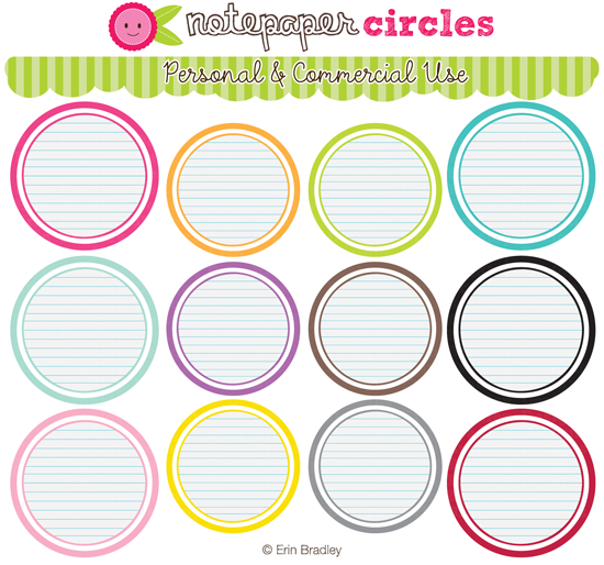 Erin Bradley Designs: NEW! Clipart Doodles...Notepaper Circles & Squares