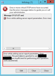 Error while setting server report parameters. Error message: The ...