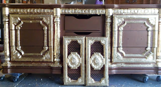 Savard Studios: Bronze and Gold Super Ornate Media Console Transformation