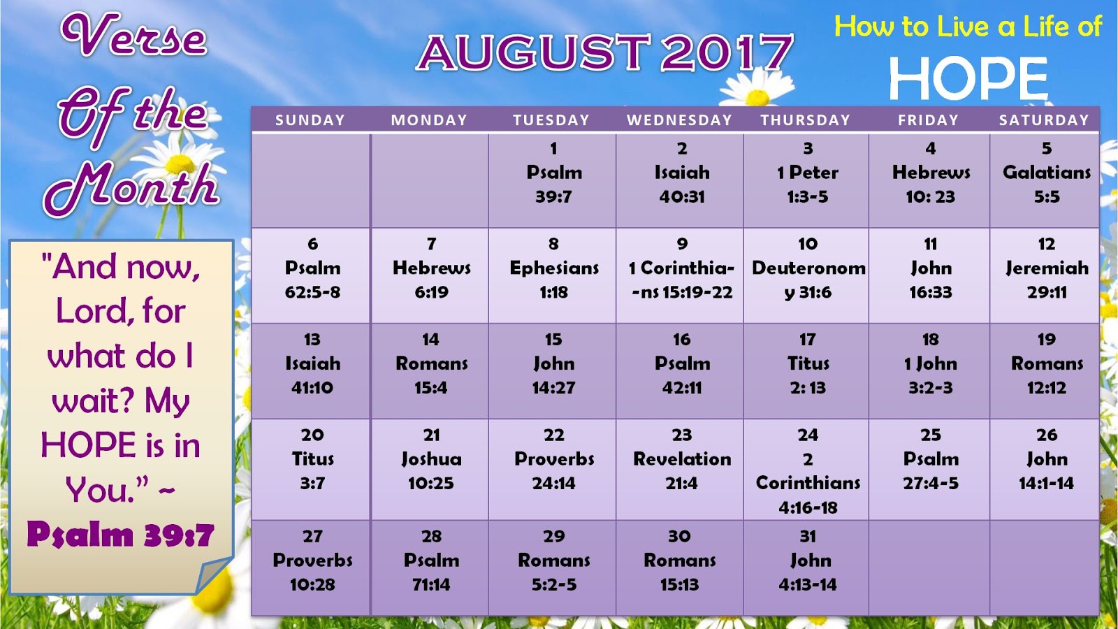 Godly Woman Daily Calendar - Augutst 2017 - Printable Version