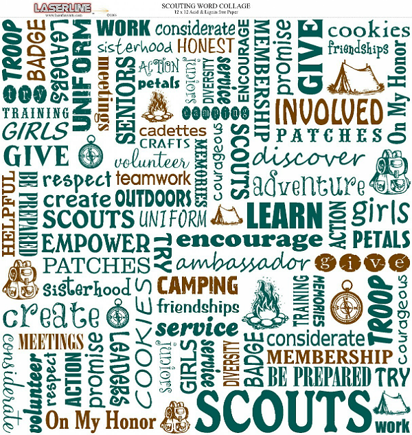 Creations Galore Blog: Paper Of The Week: Scouting Word Collage