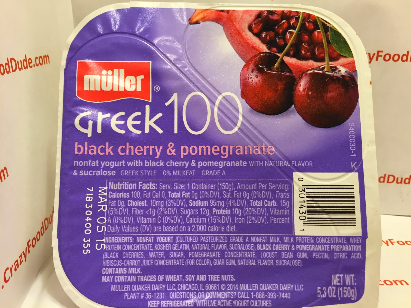 Crazy Food Dude: Review: Muller Greek 100 Black Cherry & Pomegranate ...