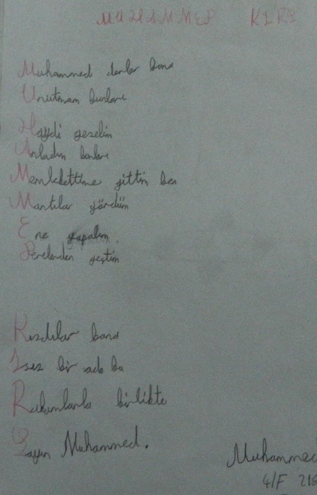 POLAT ONAT ÖĞRENCİLERİ: Çocuklardan Akrostiş Şiirler