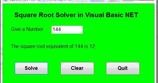 Free Programming Source Codes And Computer Programming Tutorials Square Root Solver In Visual