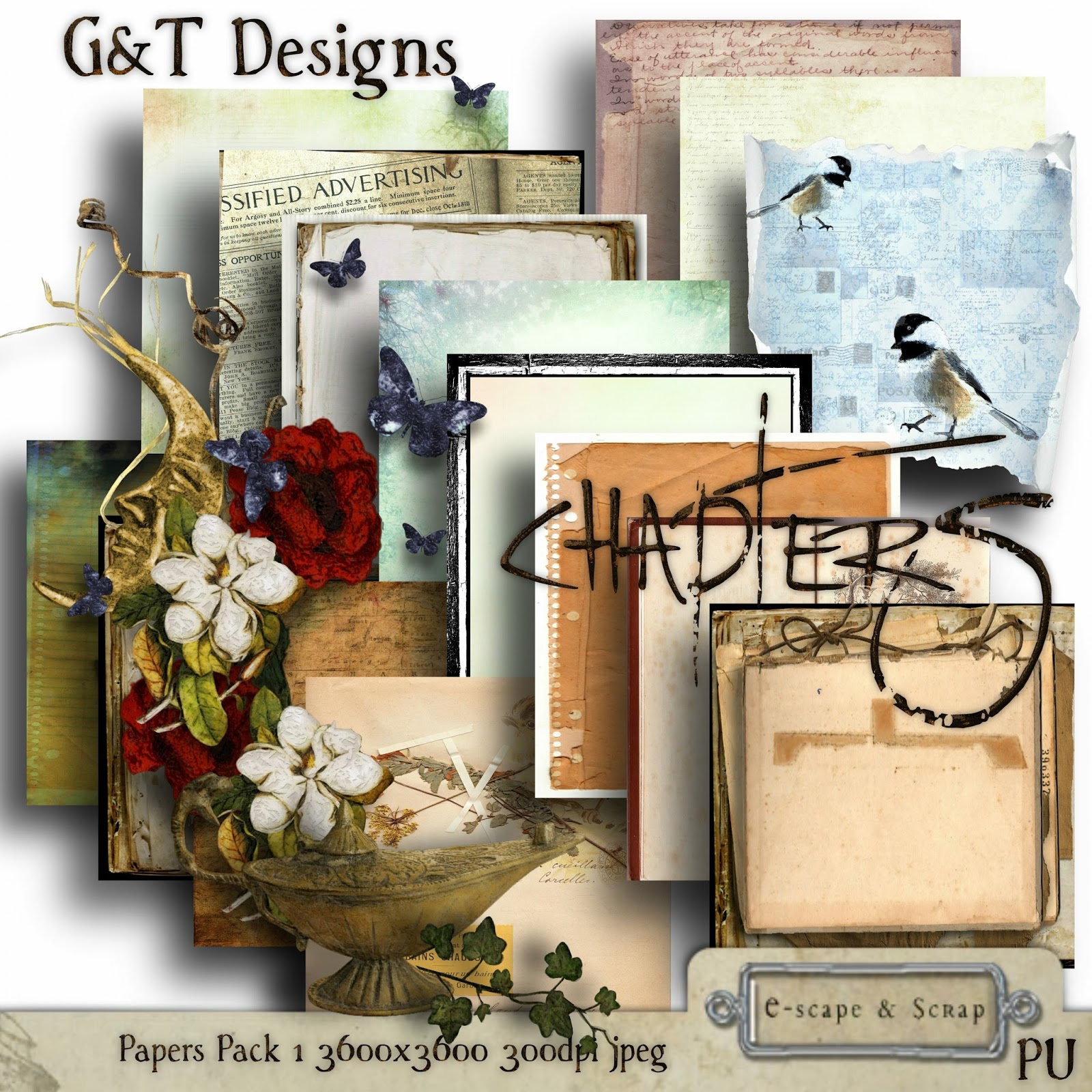 E-scape and Scrap: G&T Designs - Chapters Freebie Cluster