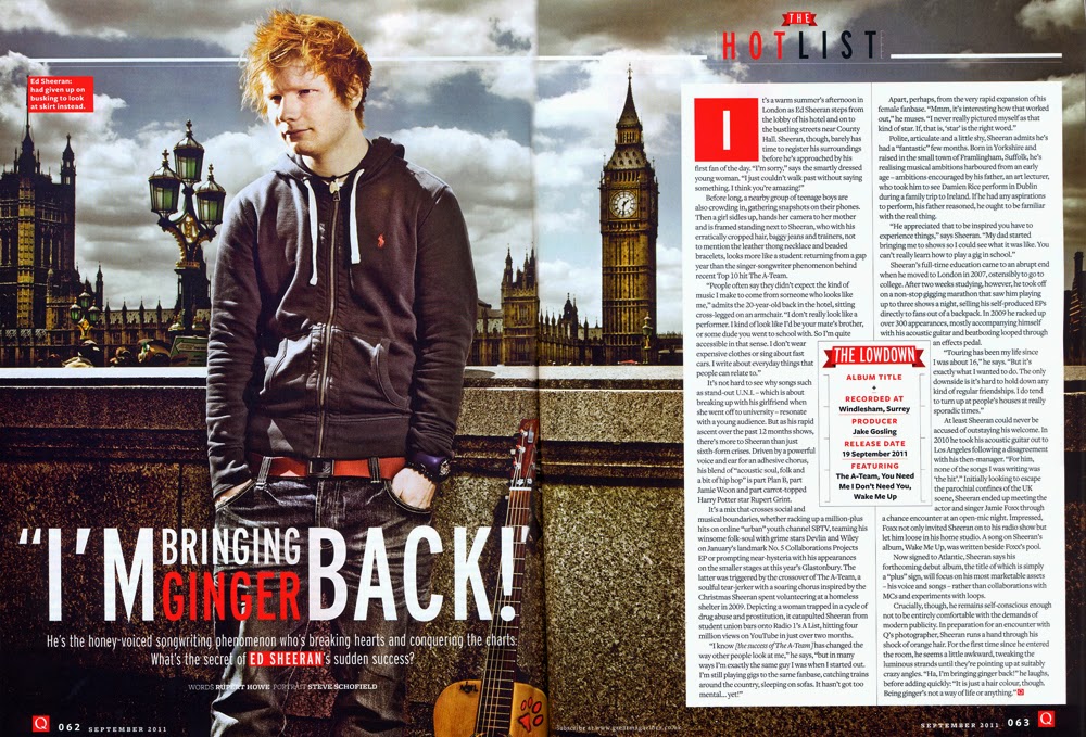 Music Magazine: Ed Sheeran double page spread
