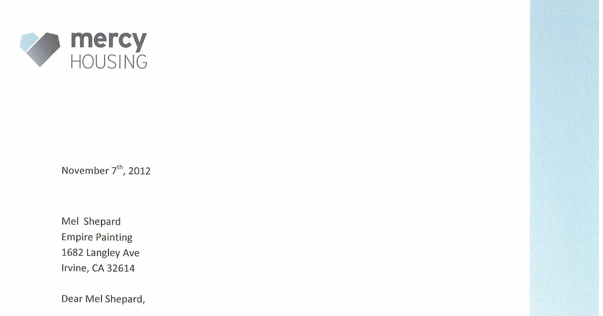 EmpireWorks Reviews and Resources: Mercy Housing Reference Letter