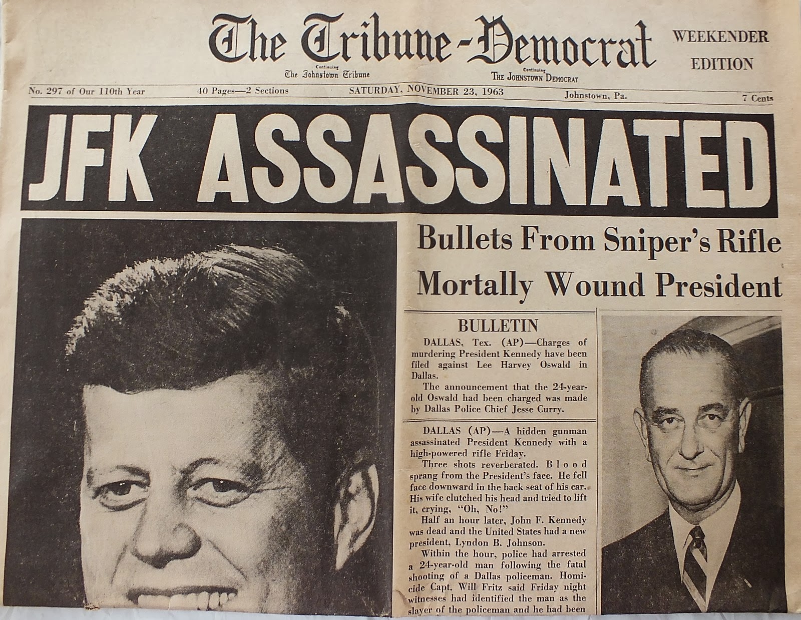 Vintage Johnstown: November 23, 1963: JFK ASSASSINATED