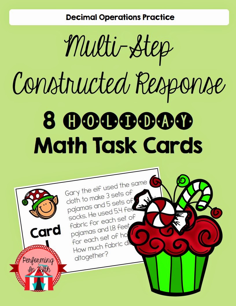 Fifth Grade Freebies: Happy Holidays! Constructed Response Task Cards