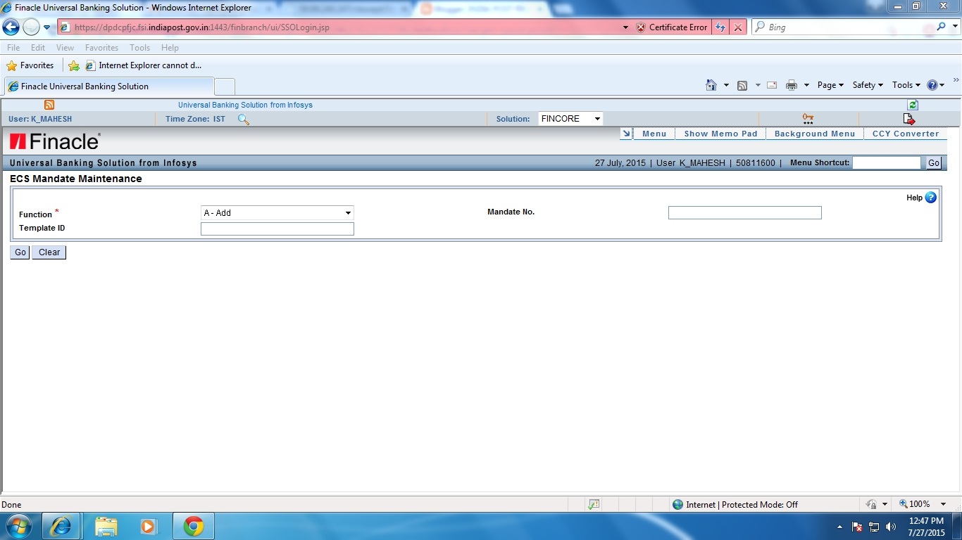 Electronic Clearing System in DOP Finacle - POFINACLEGUIDE
