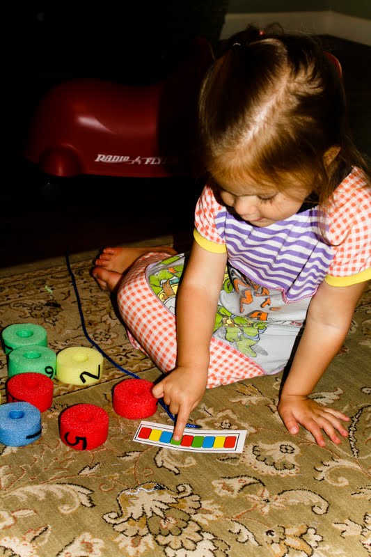 Planet of the Apels: Busy Bag Swap: Day 2 (Pool Noodle Lacing)