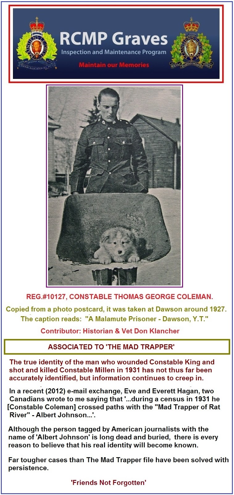 RCMP/GRC Grave Discovery & Information Website: www.rcmpgraves.com: In ...