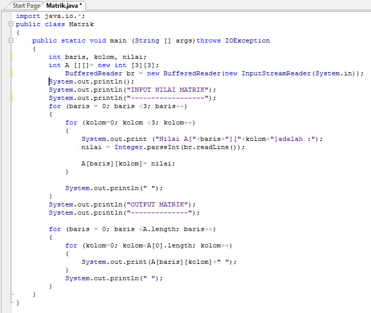 Membuat Matrix ordo 3x3 dengan Java ~ Blognya Programmer