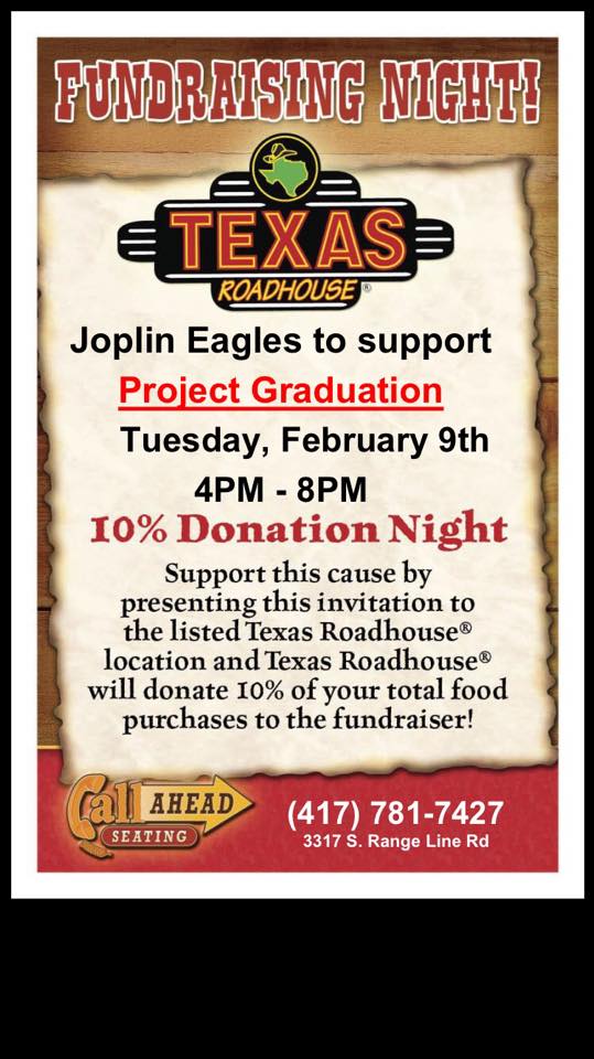 Inside Joplin: Project Graduation fundraiser Tuesday at Texas Roadhouse