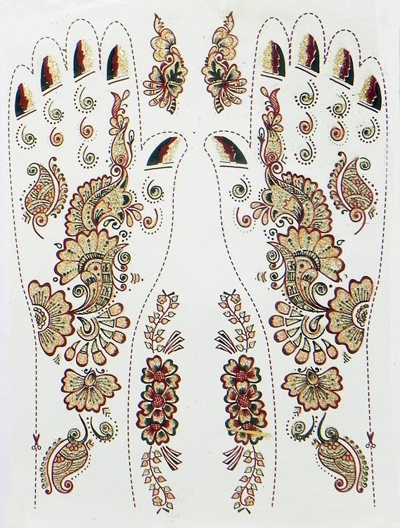 Multi Color Mehndi Designs Sticker For Hand