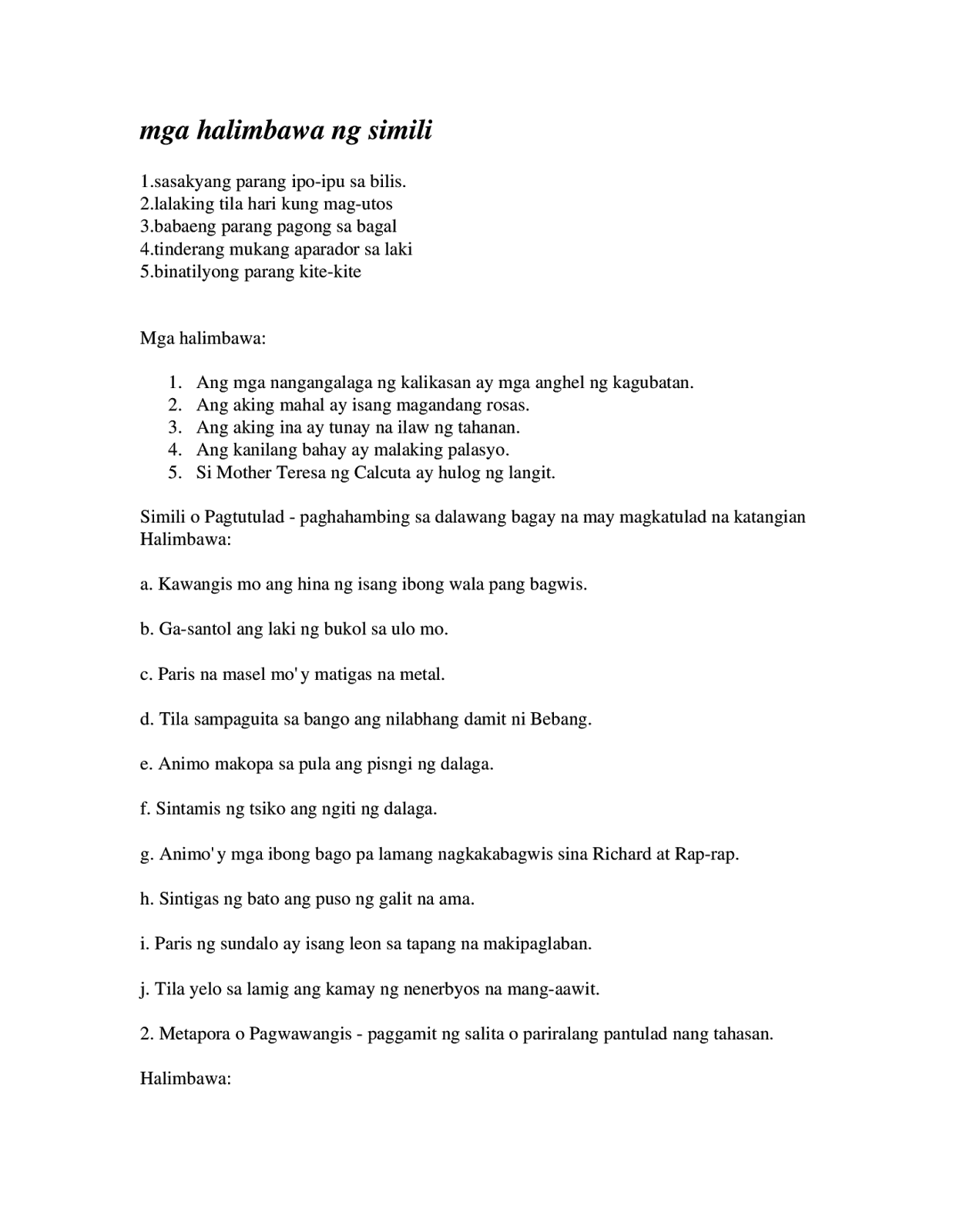 halimbawa ng metapora - philippin news collections