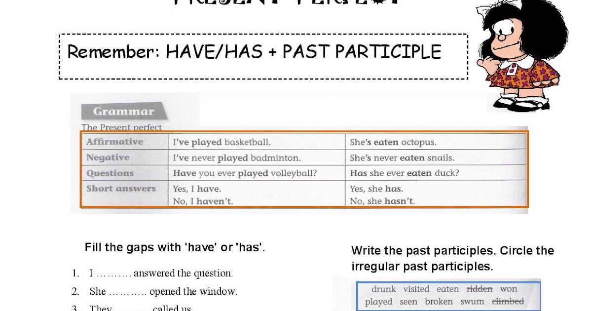 Blog da Professora Taís: Exercícios sobre Present Perfect e Past ...