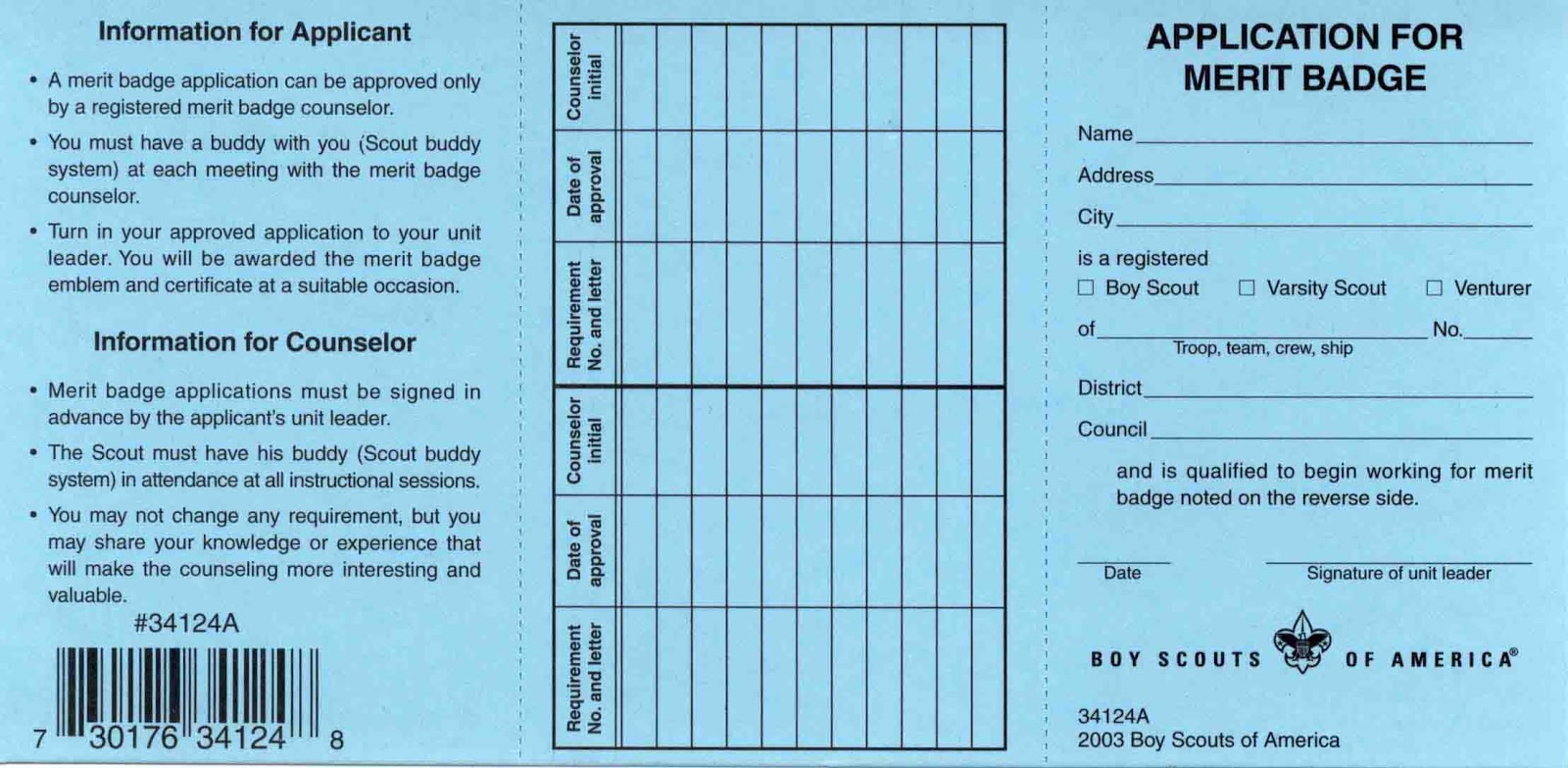 Troop 12 Edison: Blue Cards