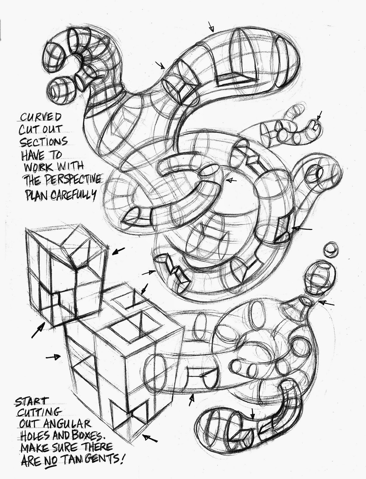 Creative Form Sketching 2015: Twisted Entwined Bubbles with Form Cut ...