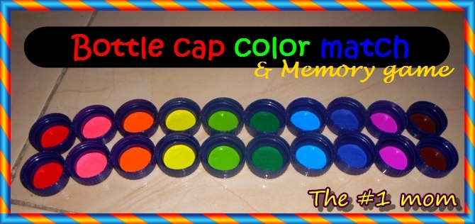 This Simple Mom Life: Homemade Toy: Bottle Caps Color match & Memory game