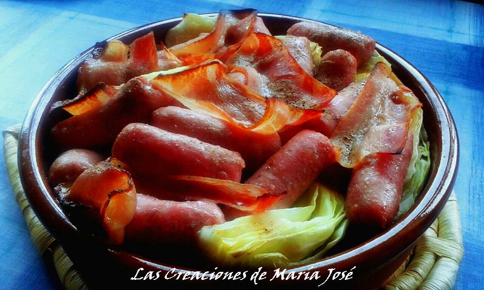 REPOLLO AL HORNO CON SALCHICHAS Y BACON ~ Las Creaciones de María José