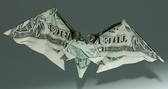 origami bat dollar bill ~ art classes kids