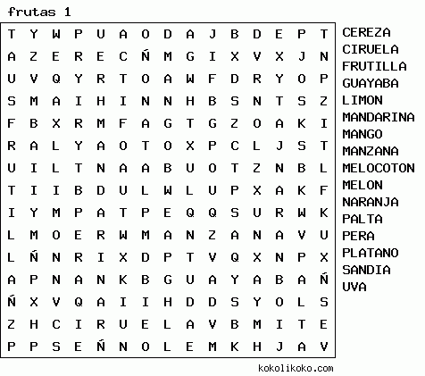 Hablo español: Las frutas - sopa de letras