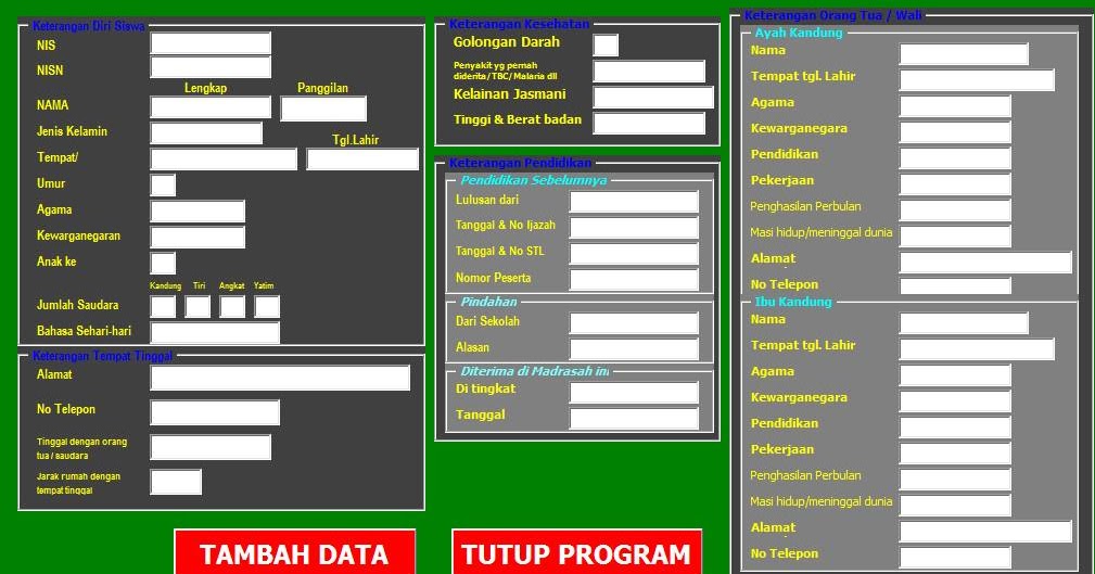 APLIKASI FORM MASUKAN DATA SISWA SD SMP SMA 100% GRATIS Terbaik - 2 ...