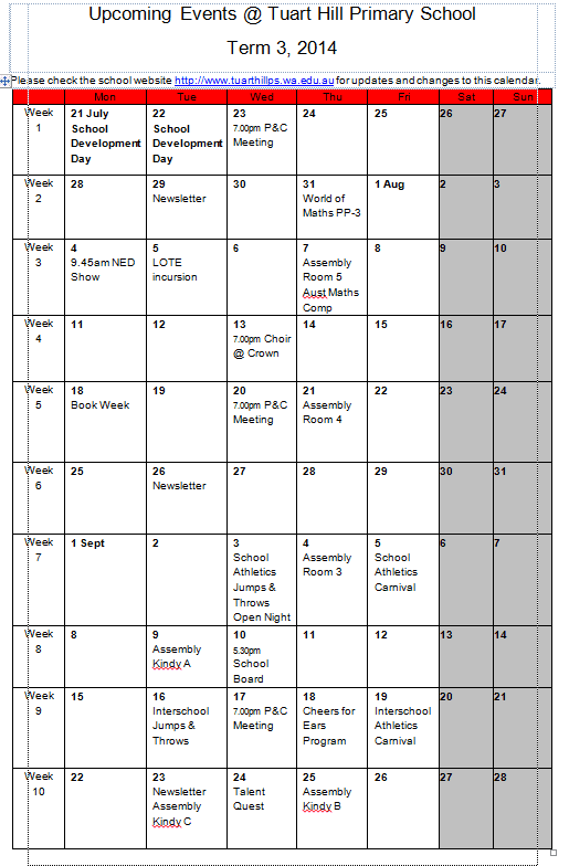 Mr B's Blog Spot: Term 3 Planner