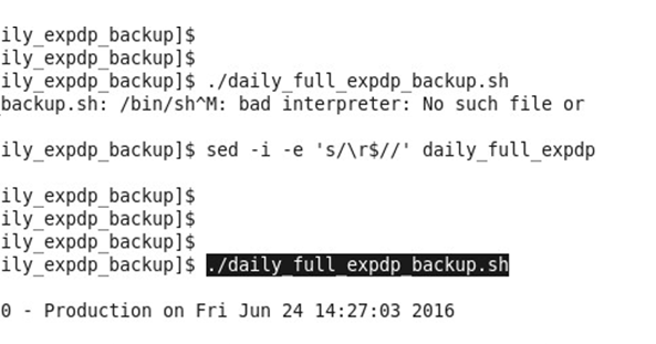 Halimdba: /bin/sh^M: bad interpreter: No such file or directory