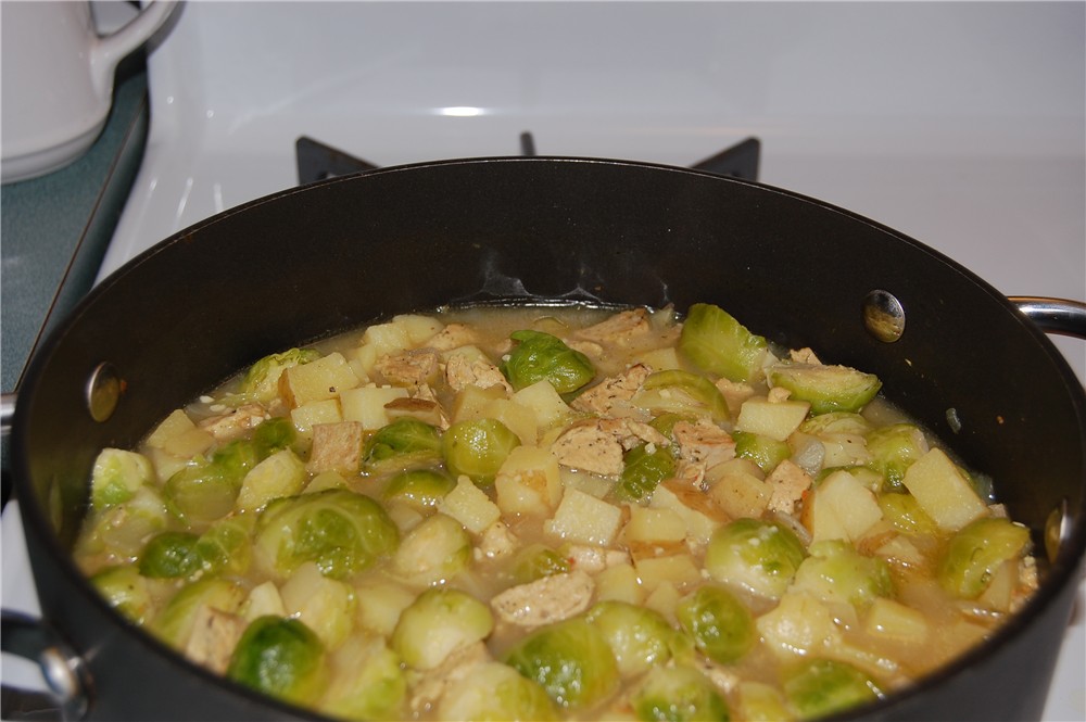 Just Veggin': Potato and Brussels Sprout Soup